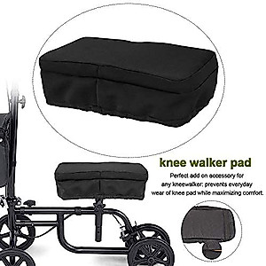 iayokocc Knee Walker Pad Cover- Memory Foam Knee Walker Cushion for Cover Knee Scooter Cushion- Improves Comfort,Soft Padding Fits Most Walkers(Black)