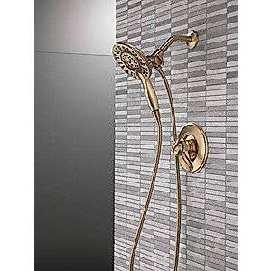 Delta Faucet Linden 17 Series Dual-Function Shower Faucet, Shower Trim Kit with 4-Spray In2ition 2-in-1 Dual Hand Held Shower Head with Hose, Champagne Bronze T17294-CZ-I (Valve Not Included)