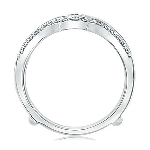 V Touch Round Cut D/VVS1 Diamond Engagement Enhancer Wrap Wedding Jacket Ring For Women's 14K White Gold Plated 925 Sterling Sliver (8.5)