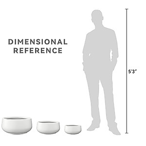 Kante 21.6",16.9",and 12.5" Dia Round Pure White Elegant Planters (Set of 3), Outdoor Indoor Garden Plant Pot with Drainage Hole and Rubber Plug for Home & Patio