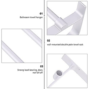 Cabilock 1 Set Hook White Holder Holders Clothes Nail Rod Mounted Cm Wrap Double Towel Rack Racks Free: Bar Punching Hanger Wall Steel Stainless Paper Robe Organizer Hangers Nail-Free
