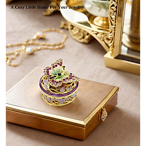 JWT Astyle Elegant Butterfly Jewelry Trinket Boxes.Enameled Decorative Keepsake Ring Box Holder Necklace Earrings Organizer Home Decor.Butterfly Gifts for Women