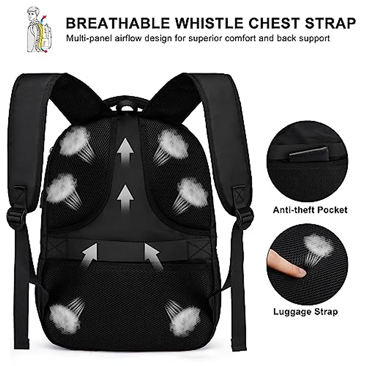 LIBENED School Backpack for Teen, Extra Large 50L Laptop Backpacks for Men Women, Waterproof College Backpack, Travel Mochila with USB Charging Port Fits 17 Inch Computer, Black