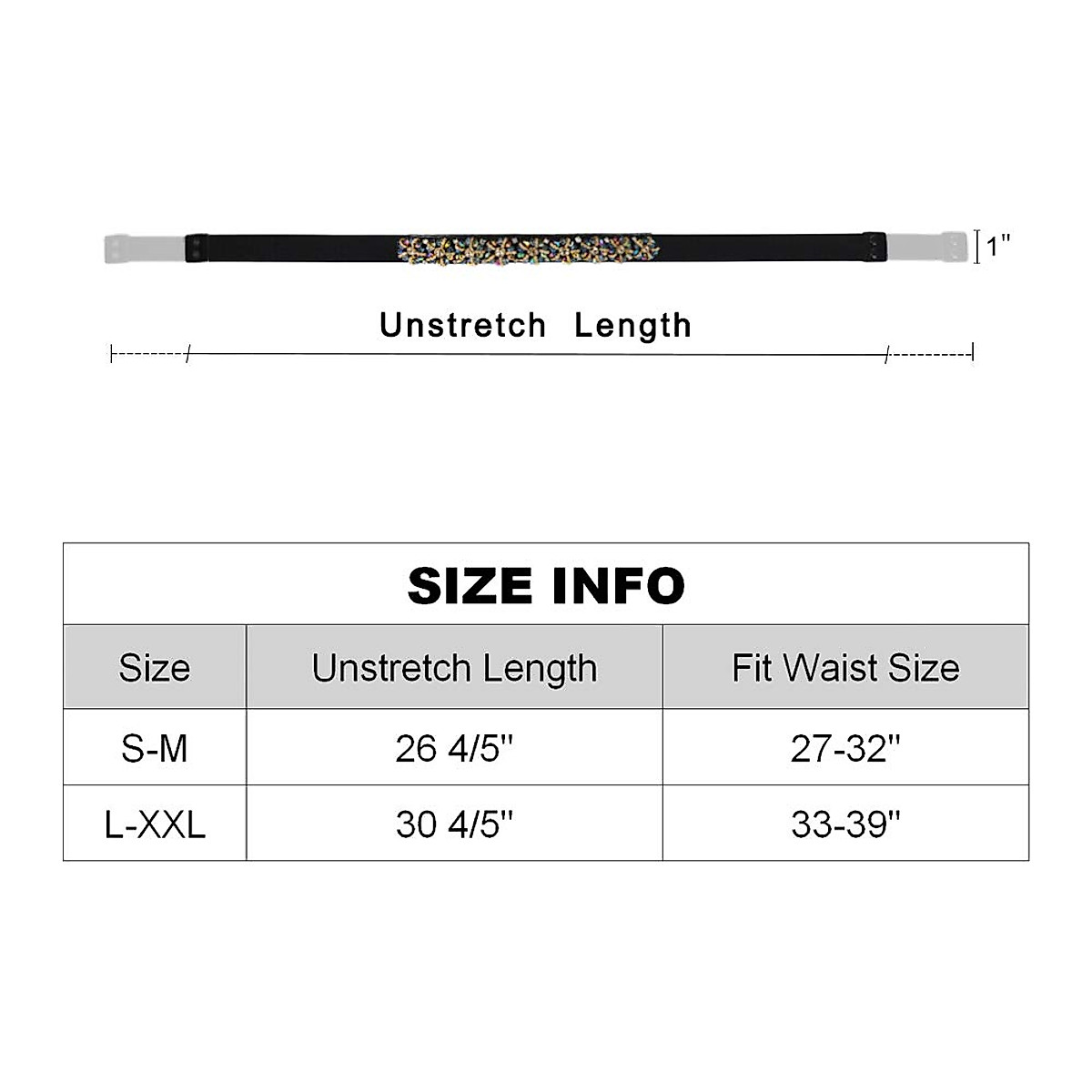 Dorchid Women Rhinstone Belt Full Crystal Buckle Cummerbund Wide Elastic Waistband 7 Colors Long Champagne