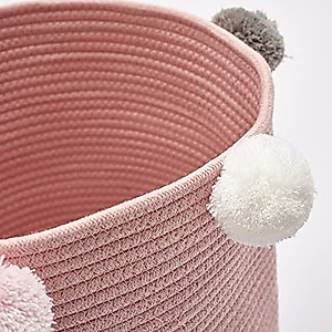 Collapsable Laundry Basket Collapse Laundry Basket Storage Laundry Bucket Basket Container Sundries with Round Hamper Cotton Pom Clothes Decor Collapsible Laundry Baskets