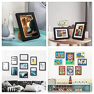 YUEYEE 5x7 Picture Frame 2 Packs - Black Solid Wood Picture Frames,Display Photo 3x5 inch with Mat, 5x7 inch without Mat,Photo Frames for Wall or Tabletop