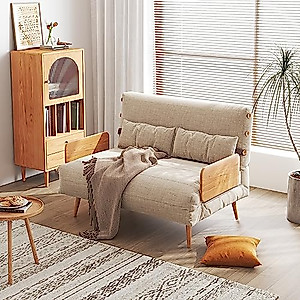 JASIWAY Convertible Sofa Bed, Love Seat Sleeper 2 Seater Sofa Bed, Leisure Chaise Lounge Couch with Sturdy Wood Frame for Home & Office, Comfortable Sleeper Chair (As Bed - 78.7" x 43.3" x 11.8")