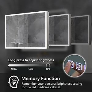 ExBrite Lighted Medicine Cabinet 40x30 Inch,Recessed or Surface led Medicine Cabinet, Clock&Room Temp Display,Defog,Stepless Dimming,Medicine Cabinet with Lights 3-Color Temper Chang, Outlets & USBs