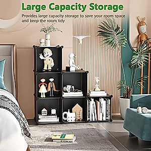 C&AHOME Cube Storage Organizer, 6-Cube Shelves Units, Closet Cabinet, DIY Plastic Modular Book Shelf, Ideal for Bedroom, Living Room, Office, 36.6" L x 12.4" W x 36.6" H Black SHS3506A