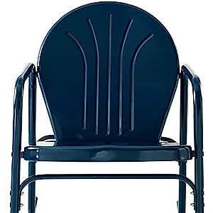 Crosley Furniture Griffith Retro Metal Outdoor Rocking Chairs, Set of 2, for Porch, Deck, Balcony, Backyard, Navy Gloss
