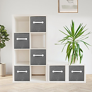 Vexqhovgalo Storage Bins Collapsible Basket - Foldable Fabric Organizing Cubes with Handles For Shelves Utility Room Bedroom Closet And Toys Large Sturdy Organizers 2 Pack (Grey)