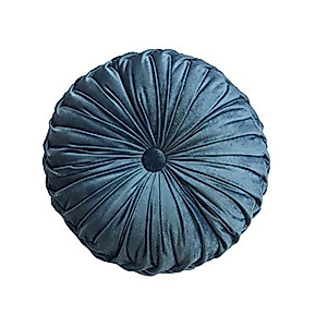 BESPORTBLE Round Floor Pillow Velvet Cushion Couch Pumpkin Throw Pillow for Home Sofa Chair Bed Car Decor (Blue)