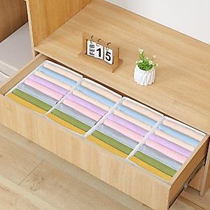 Remittur 4 Packs T-shirt Drawer Organizers for Clothing,8 Cells Compartment Storage Box Wardrobe Clothes Organizer,Clothes Organizer for Folded Clothes,T-shirt,Tank Tops,Legging,Baby Clothes(White)