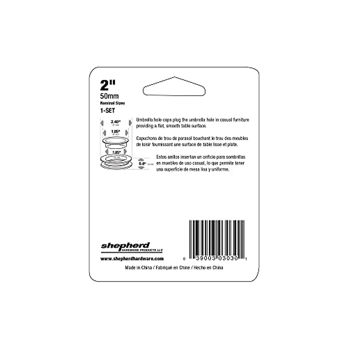 Shepherd Hardware 3030 Standard Size Umbrella Hole Ring and Cap Set