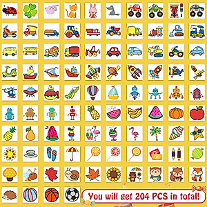Partywind Temporary Tattoos for Kids, 204 Individually Wrapped Sheets Kids Tattoos Stickers, Kids Birthday Party Supplies, Gifts for Goodie Bag Fillers, Toys for Boys and Girls