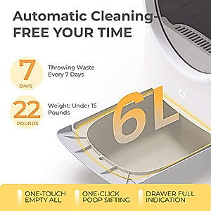 ABRCT Automatic Cat Litter Box, APP Remote Control Self Cleaning Cat Litter Box, Alerts, Odor Suppression, Disassembly for Multiple Cats Family