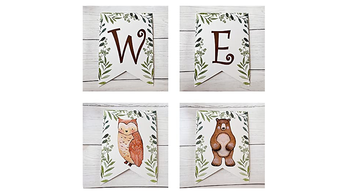 Woodland Jungle Theme Welcome Baby Shower Banner