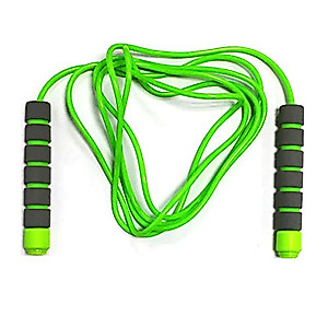 Jump Rope for Kids - Adjustable Soft Skipping Rope with Skin-Friendly Foam Handles for Kids, Boys, Girls, Children - Outdoor Fun Activity, Great Party Favor, Exercise Activity & Fitness - Pink & Green