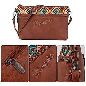 Wrangler Clutch Wristlet Purse Western Crossbody Bags Embroidered Wallet for Women Cell Phone Purse,WG51-181BR