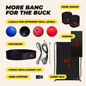 Boxerpoint Boxing Reflex Ball – Boxing Ball Headband Boxing Game for Adults & Kids – Hand Eye Coordination Training Boxing Equipment & MMA (Adults)