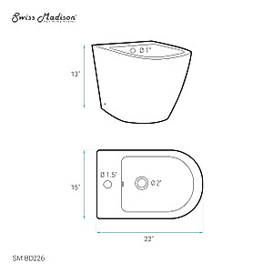 Swiss Madison - well made forever SM-BD226 St. Tropez Bidet, Glossy White