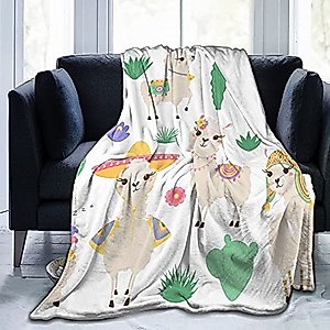 Gadimen Llama Throw Blanket, Super Soft Lightweight Flannel Fleece Blankets for Bed Couch Sofa, All Season Warm Cozy Fuzzy Plush Microfiber Blanket for Hot Sleepers 50x40 inches