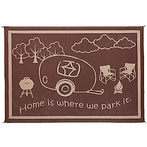 Stylish Camping Ming's Mark RH8117 Reversible RV Home Mat - 8' x 11', Brown/Beige