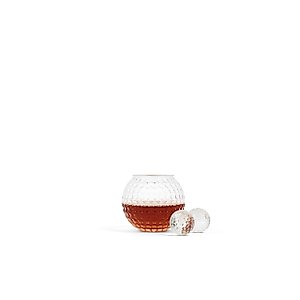 Golf Ball Shaped Whiskey Chillers, Single Whiskey Glass & Storage Bag - Non Lead Crystal Whiskey Stones for Chilling Vodka, Whiskey & Scotch - Fun Cocktail Glasses - Golf Drinking Accessories