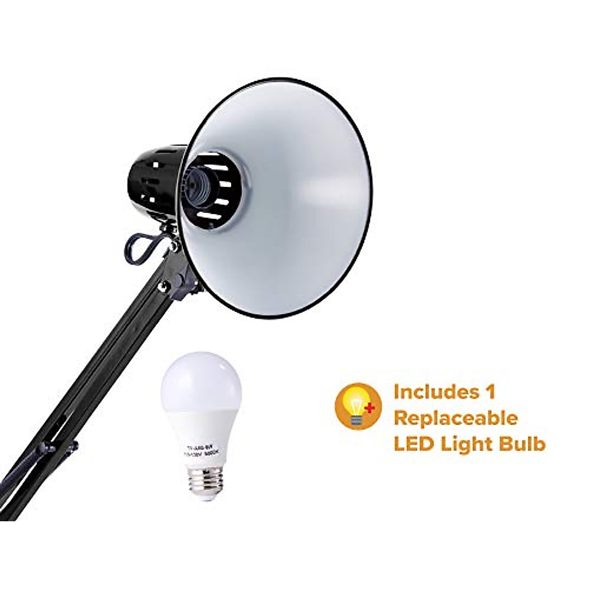 Bostitch Office VLF100F Swing Arm Metal Floor Lamp, 72" Tall with Multi-Joint Adjustment, Includes Replaceable LED Bulb (VLF), Black