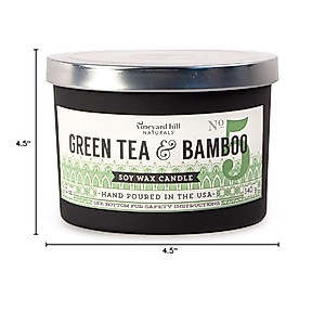 Vineyard Hill Naturals Matte Black Letterpress 3-Wick Scented Candle, 12-Ounce