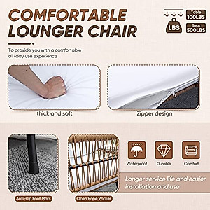 Devoko Outdoor Patio Furniture Set, Outdoor Sectional Conversation Rope Woven L-Shaped Sofa Set with Patio Table and Thick Cushions for Backyard Porch Balcony Garden, White