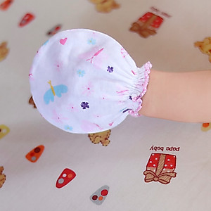 RATIVE Newborn Baby Hand Cotton Gloves Sleep Sleeping No Scratch Mitten Mittens Mitts Set for 0-3 0-6 Months Boy Boys Girl Girls (6 Pairs/g46)