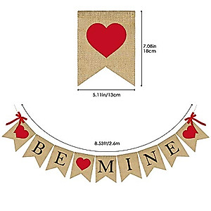 Be Mine Burlap Banner Happy Anniversary Decorations Wedding Anniversary Banner with Heart Sign Proposal Burlap Banner Wedding Party Anniversary Day Indoor/Outdoor Weeding Decorations Supplies