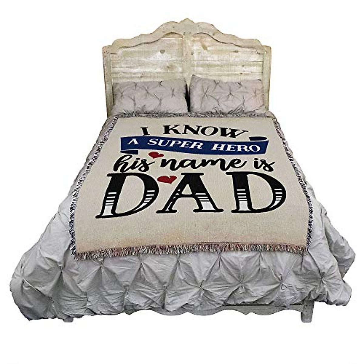 Pure Country Weavers I Know a Super Hero Name Dad Blanket - Gift Tapestry Throw Woven from Cotton - Made in The USA (72x54)