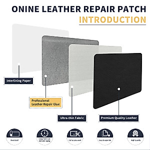 ONine Leather Repair Patch，Leather Repair Tape, 12 x 48 inches Leather Repair Patch for Furniture,Vinyl Repair Kit，Leather Couch Patch，for Sofas, Furniture, Car Seats, Office Chairs(Black)