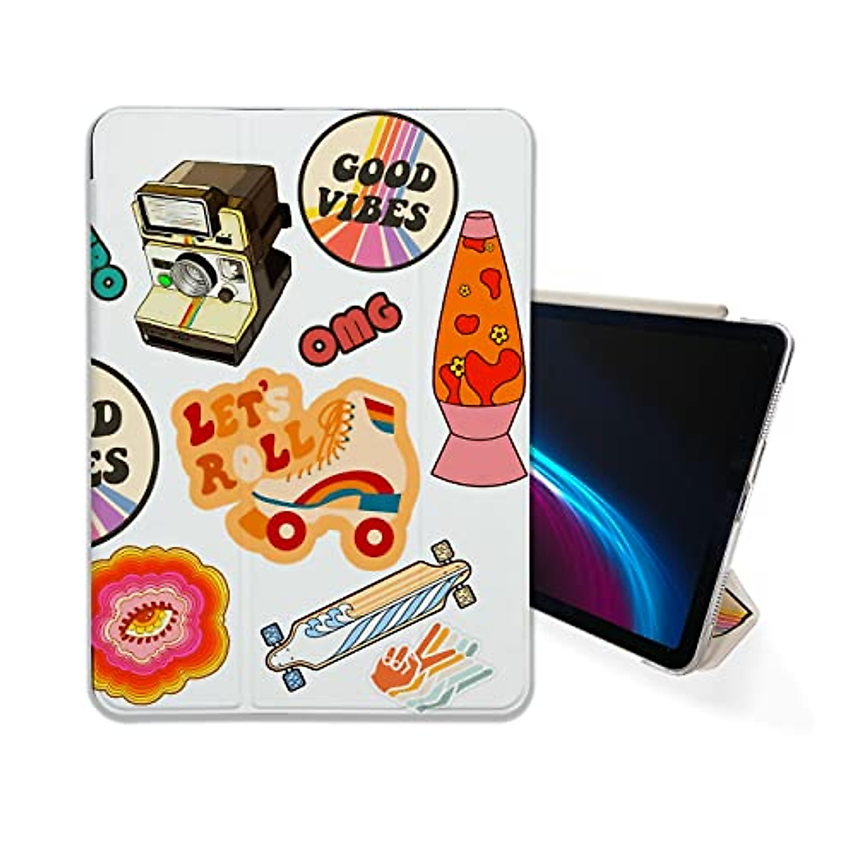 Cute Painted Vintage Retro Art case Compatible with iPad Mini Air Pro 7.9 8.3 9.7 10.2 10.9 11 12.9 inch Pattern Cover New 2022 2021 Trifold Stand 3 4 5 6 7 8 9 Generation 587 (11" Pro 1/2/3 gen)
