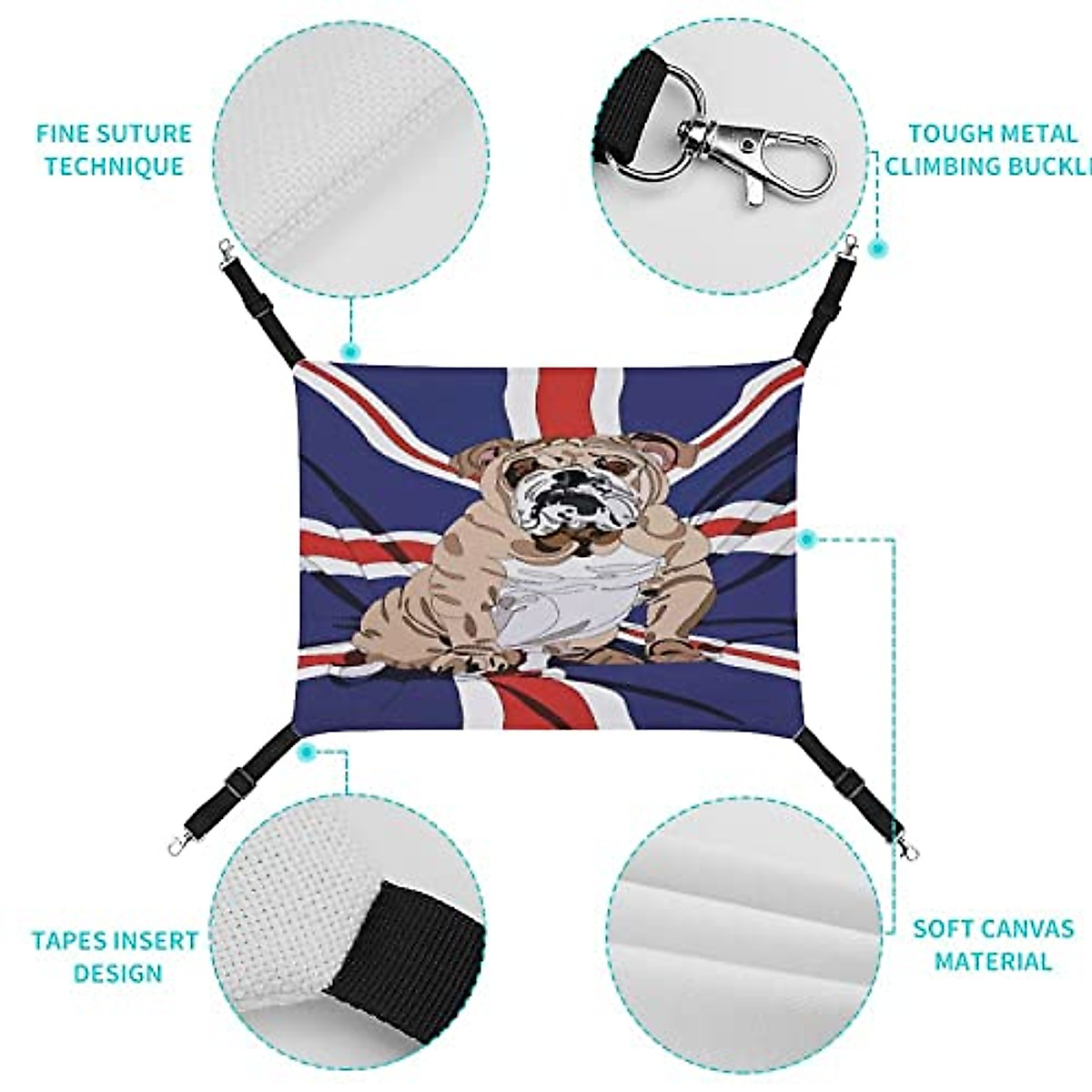 British Bulldog Pet Hammock Bed Guinea Pig Cage Hammock Small Animal Hanging Bed for Ferret, Chinchilla, Puppy and Other Small Animals