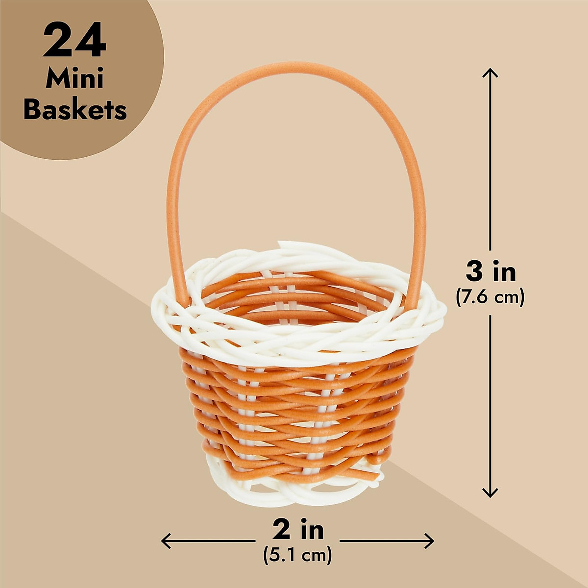 Juvale 24 Pack Mini Woven Baskets with Handles - Bulk Miniature Baskets for School Projects, Mini Wicker Baskets for Party Favors, Tiny Baskets for Crafts, Picnic - 2x3 inch