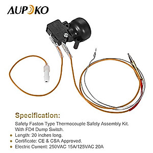 Aupoko Propane Gas Patio Heater Repair Replacement Parts, Outdoor Heaters Safety Kits with Thermocouple and FD4 Dump Switch, for Patio and Room Heater Garden Outdoor Heater Accessories