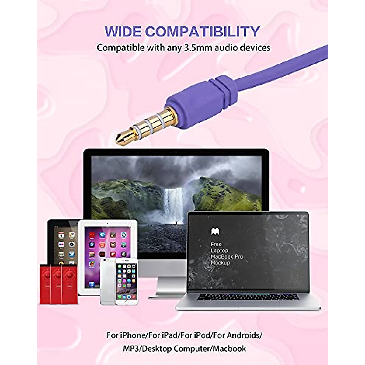 OHEDMEH Wired Earbuds for Kids in-Ear Headphones, Cute Donut Kids Earphones for School, Flat Cable Cute Earbud with Microphone and Lovely Kids Ear Buds Storage Case for Girls Boys and Adults (Purple)