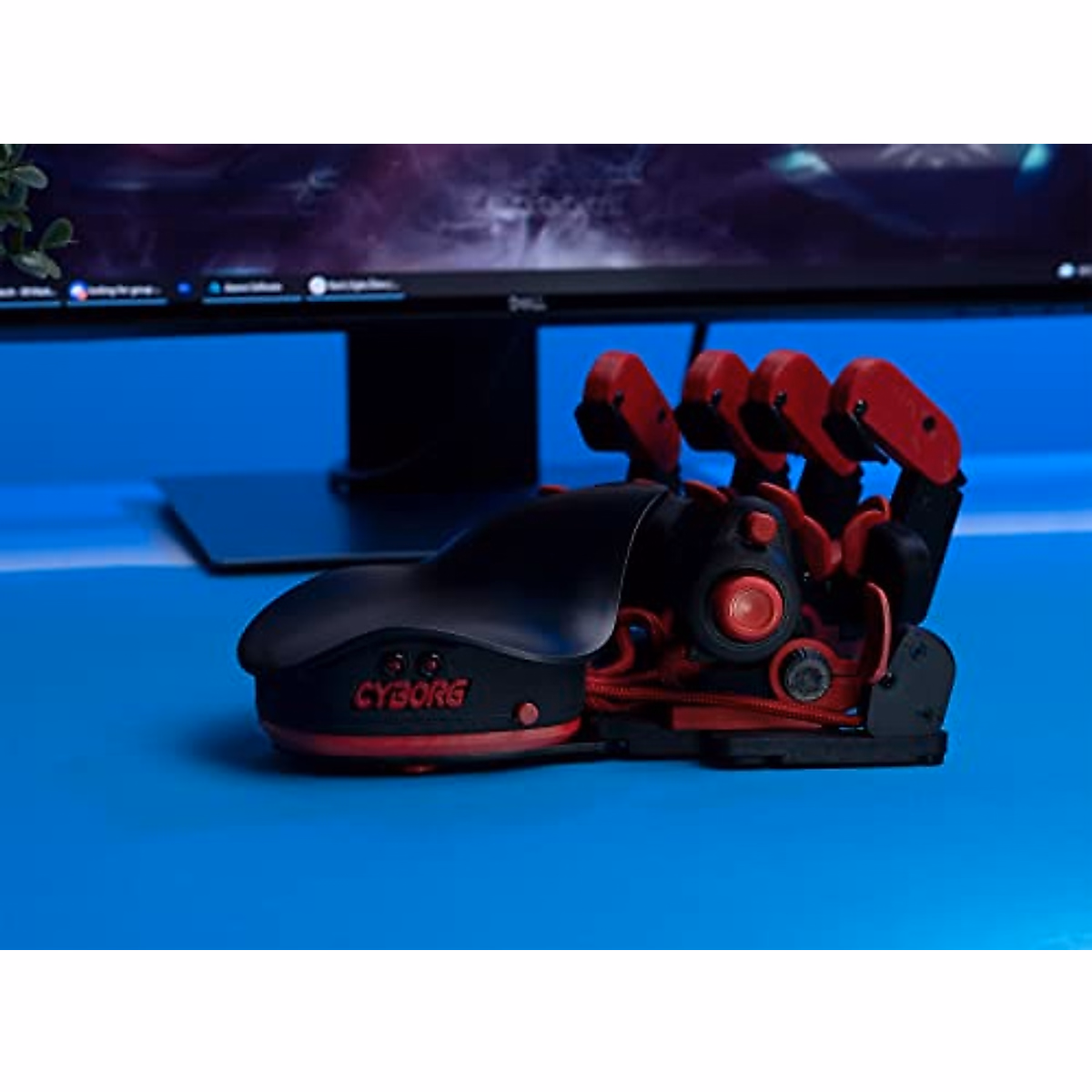 AZERON Cyborg Gaming Keypad – One Handed for PC – with Analog Thumbstick and 29 Programmable Keys – 3D Printed Customized – for Righties (Galaxy Purple)