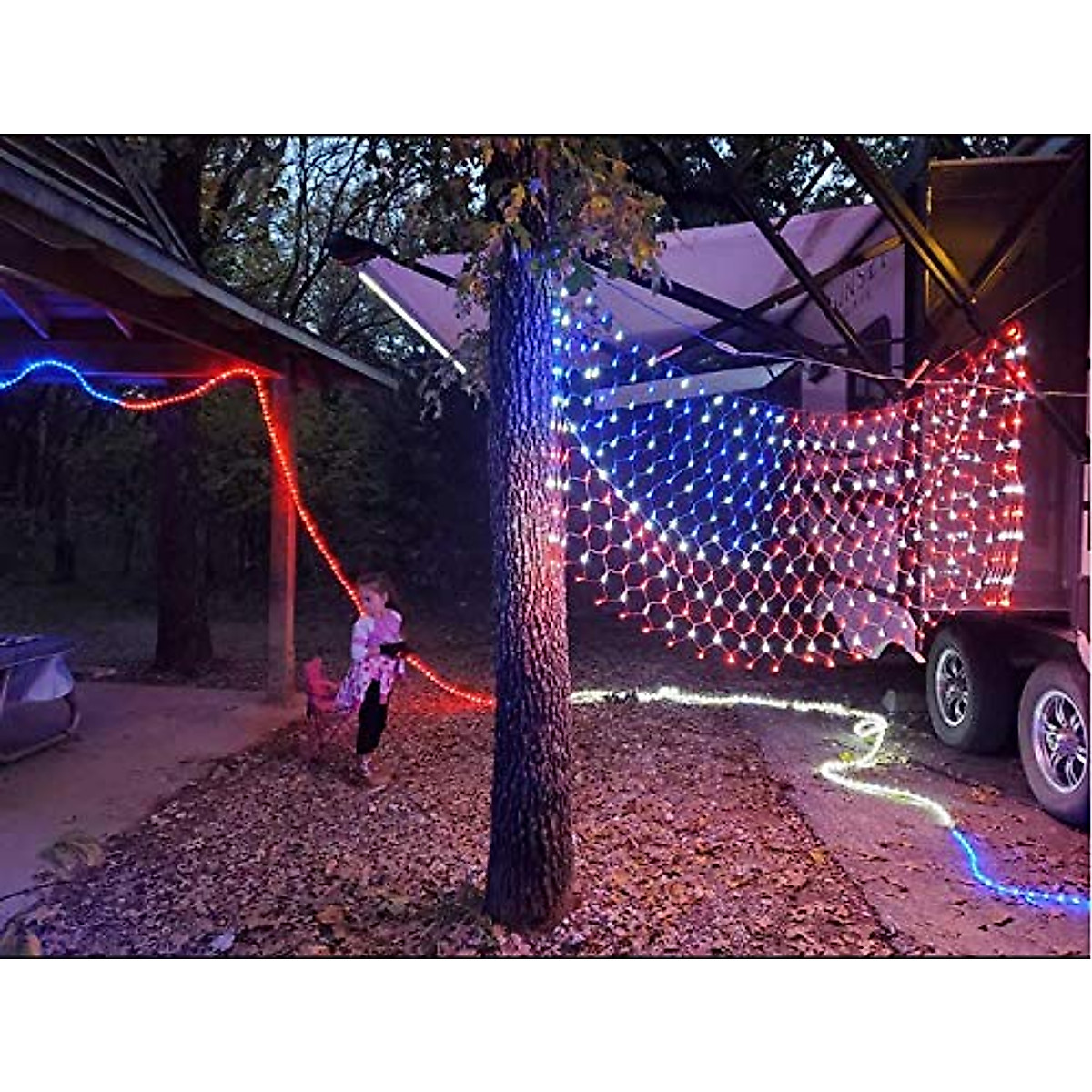 420 LED American Advanced Flag String Lights, Waterproof Led Flag Net Light of The United States for Yard,Garden Decoration, Festival, Holiday, Party Decoration,Christmas Decorations (Plug in Power)