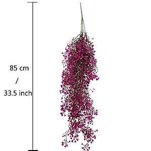 G-Tree Artificial Plants Vine Hanging, Set of 2 Artificial Ivy Flowers Fake Greenery Plants for Garden Wall Decoration, Red Rose