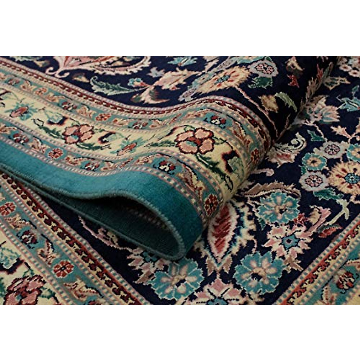 NOORI RUG Pak-Persian Tabriz Teal Green/Navy Rug, 12'0 x 16'0