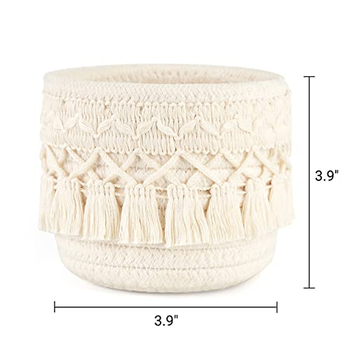 Mkono 4 Pcs Macrame Storage Baskets Boho Decor Box Makeup Brush Holder Organizer