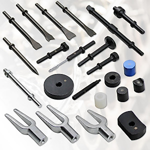 Air Hammer Kit Multi-functional 24 PCS, Pneumatic Hammer 2200 BPM, Air Hammer Piece Chisel Set with Carrying Case & Gloves