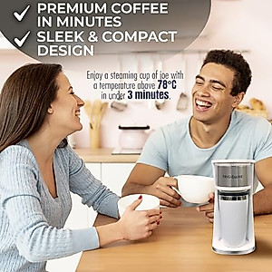 Frigidaire Stainless Steel Coffee Maker - Single Cup With Insulted Travel Mug ECMK095 with 420ml Capacity (White)