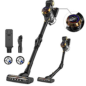 Nicebay Cordless Vacuum Cleaner, 25kPa Suction Brushless Motor Cordless Stick Vacuum,Digital Touchscreen&Smart Induction Auto-Adjustment, 4 in 1 Lightweight Vacuum for Hardwood Floor Hair