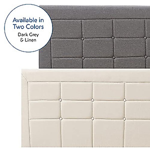 Classic Brands Mornington Upholstered Platform Bed | Headboard and Wood Frame with Wood Slat Support, Full, Grey