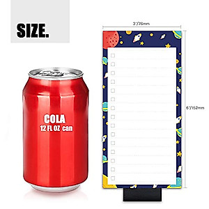 5 Pack Magnetic Notepads with Pen Holder for Fridge, Full Magnet Back Notepad, To Do List, Grocery Shopping, Space Theme, 6 x 3 Inches, 50 Sheets, Magnet Memo Pad for Fridge, Locker, File Cabinet, etc